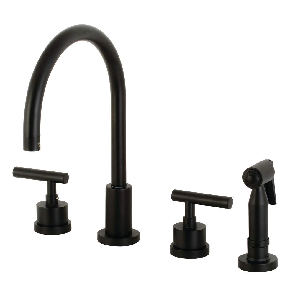 Kingston Brass KS8720CMLBS Manhattan Widespread Kitchen Faucet, Matte Black