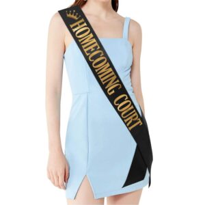 "homecoming court" sash - school dance graduation party school party accessories, black with gold print