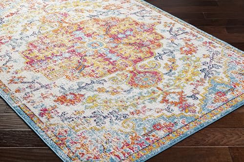 Livabliss Odelia Vintage Bohemian Area Rug,3'11" x 5'7",Orange/Aqua