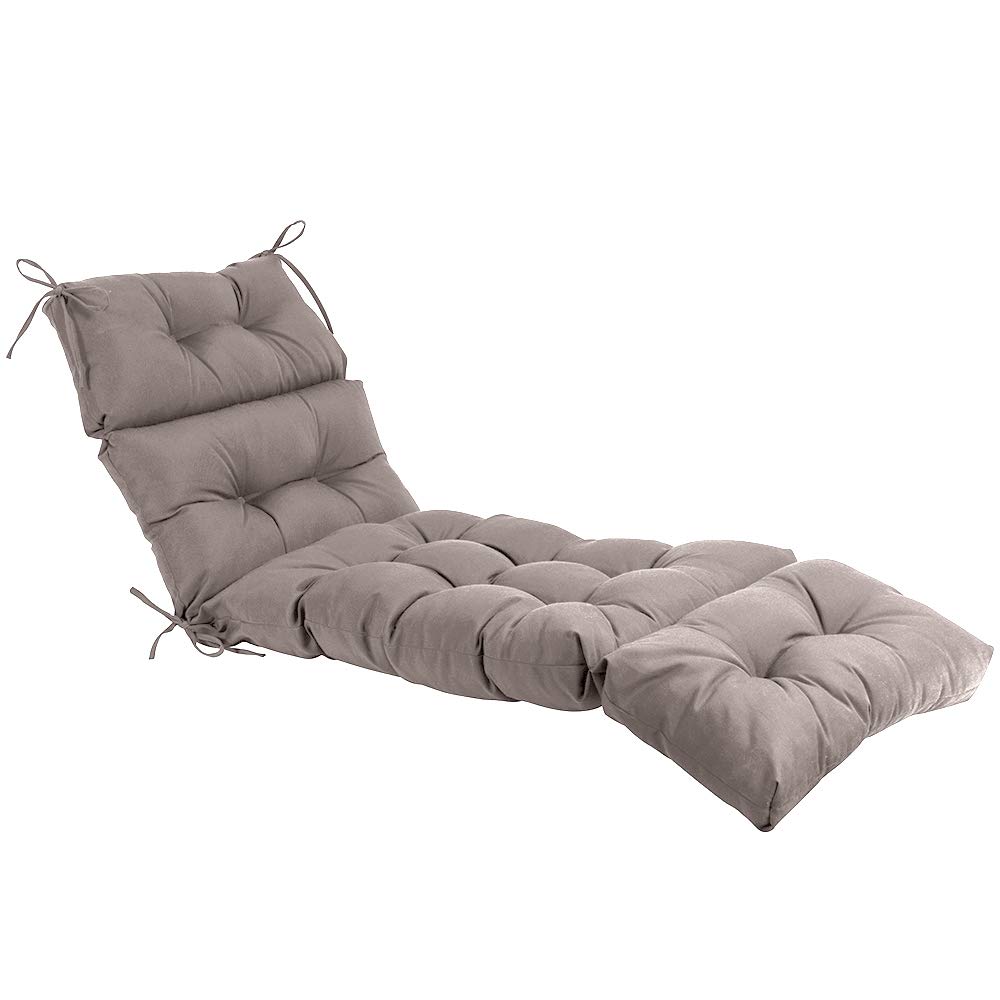 QILLOWAY Indoor/Outdoor Chaise Lounge Cushion,Spring/Summer Seasonal All Weather Replacement Cushions. (Tan/Grey)