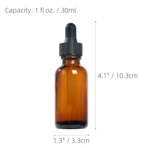 Magic Season Boston Round Glass Bottles (Amber/ 1 fl oz. with Droppers/ 2 Pcs)