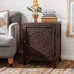 Safavieh Home Thea Brown 1-door Carved Mandala Nightstand