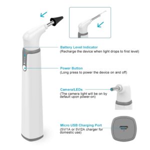 Wireless Otoscope, Ear Scope with 720P HD Ear Camera and 6 LED Lights, Ear Wax Removal Tool Camera with Gyroscope, Digital Otoscope with Light, Compatible with iPhone and Android