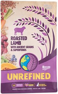 unrefined roasted lamb with ancient grains & superfoods dry dog & puppy food, 4 lb., (model: 1710489)