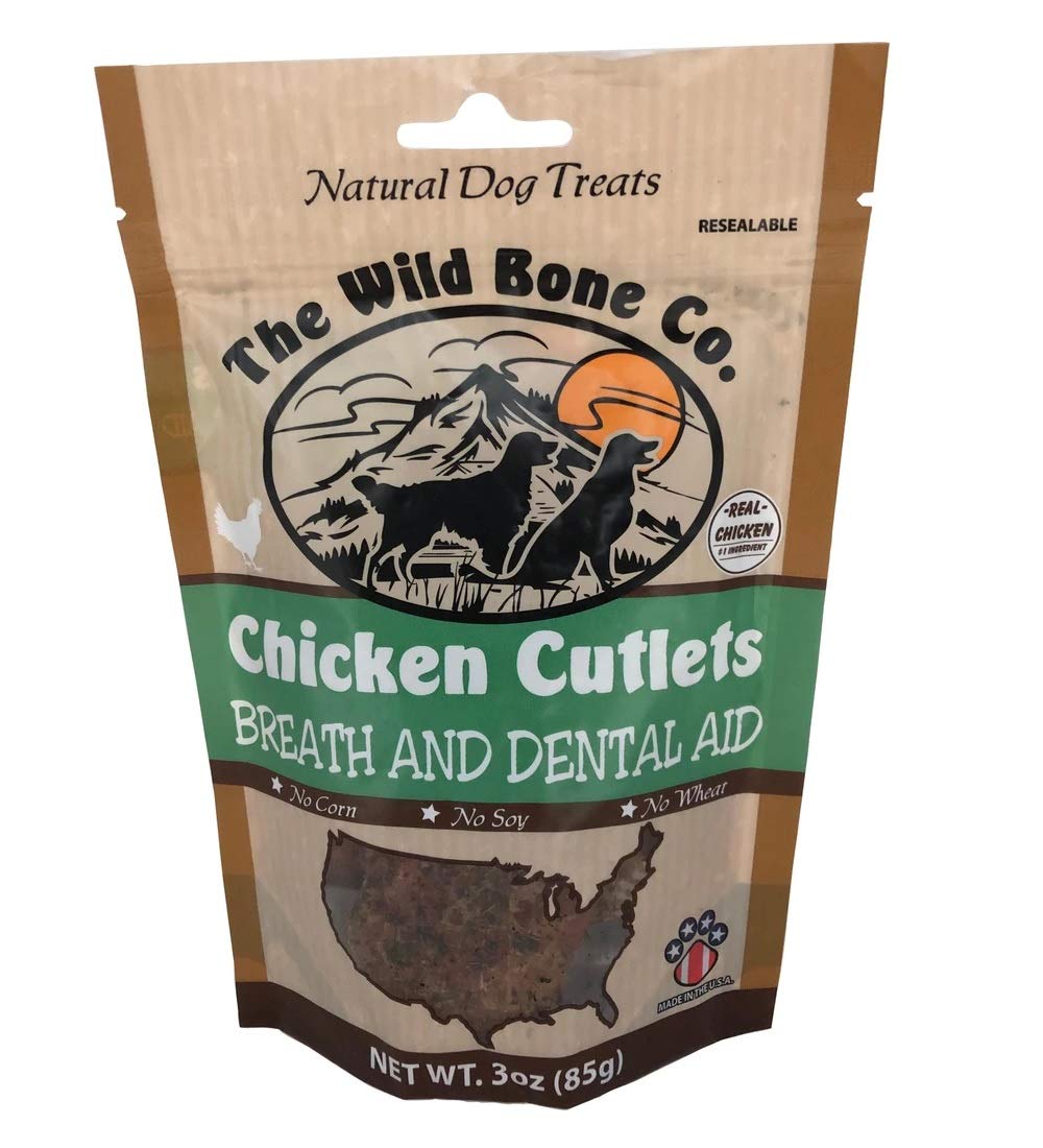 Wild Bone Company Chicken Cutlets Breath and Dental Aid Dog Treats, 3 Ounces, Made in The USA (092015)