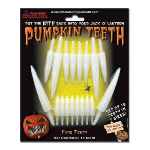 Halloween Pumpkin Carving Kit - Pumpkin Teeth for your Jack O' Lantern (White - 18 Fang, 18 Shark, 18 Buck)