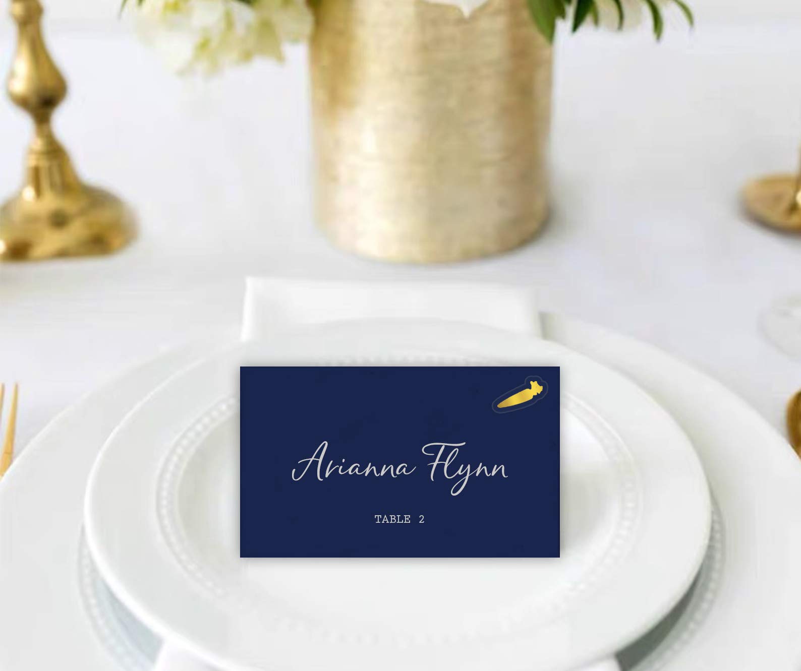 ARK Creation 50 Wedding Meal Stickers for Place Cards - Place Card Menu Choices - Wedding Meal Choice Stickers (Gold, Carrot)