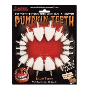 Halloween Pumpkin Carving Kit - Pumpkin Teeth for your Jack O' Lantern (White - 18 Fang, 18 Shark, 18 Buck)