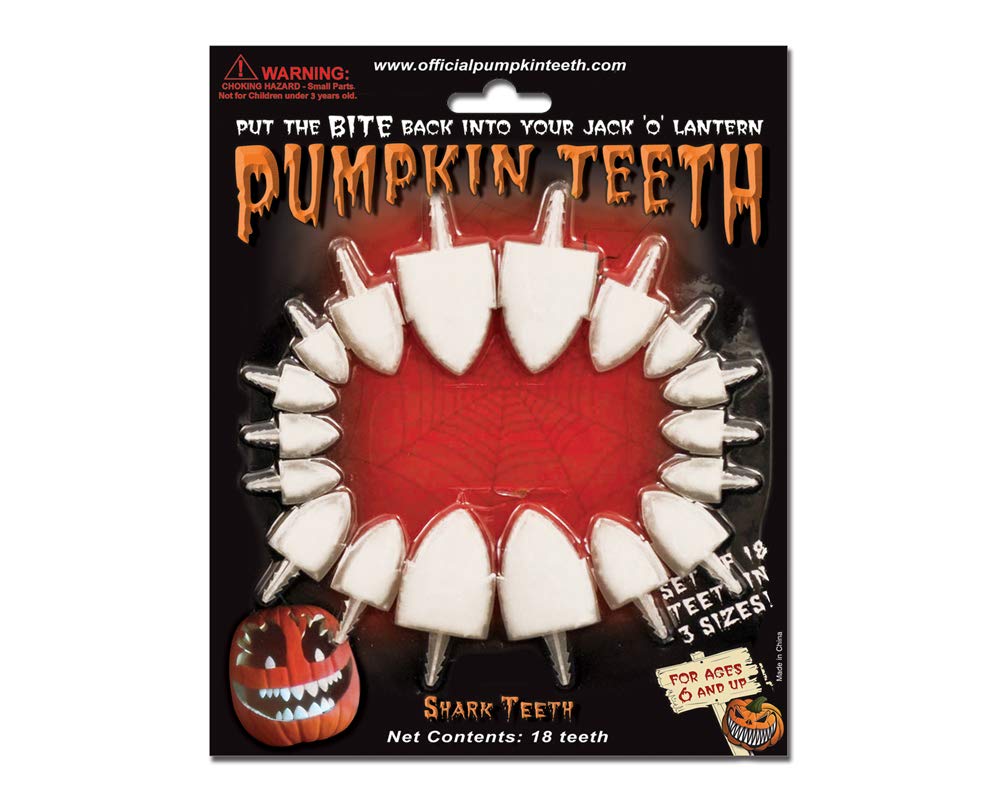 Halloween Pumpkin Carving Kit - Pumpkin Teeth for your Jack O' Lantern (White - 18 Fang, 18 Shark, 18 Buck)