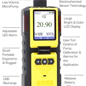 FORENSICS DETECTORS FD Oxygen Analyzer for Headspace Analysis by FORENSICS | 0-30% with 0.01ppm resolution | USB Recharge | Computer Data Logging | USA NIST traceable calibration |