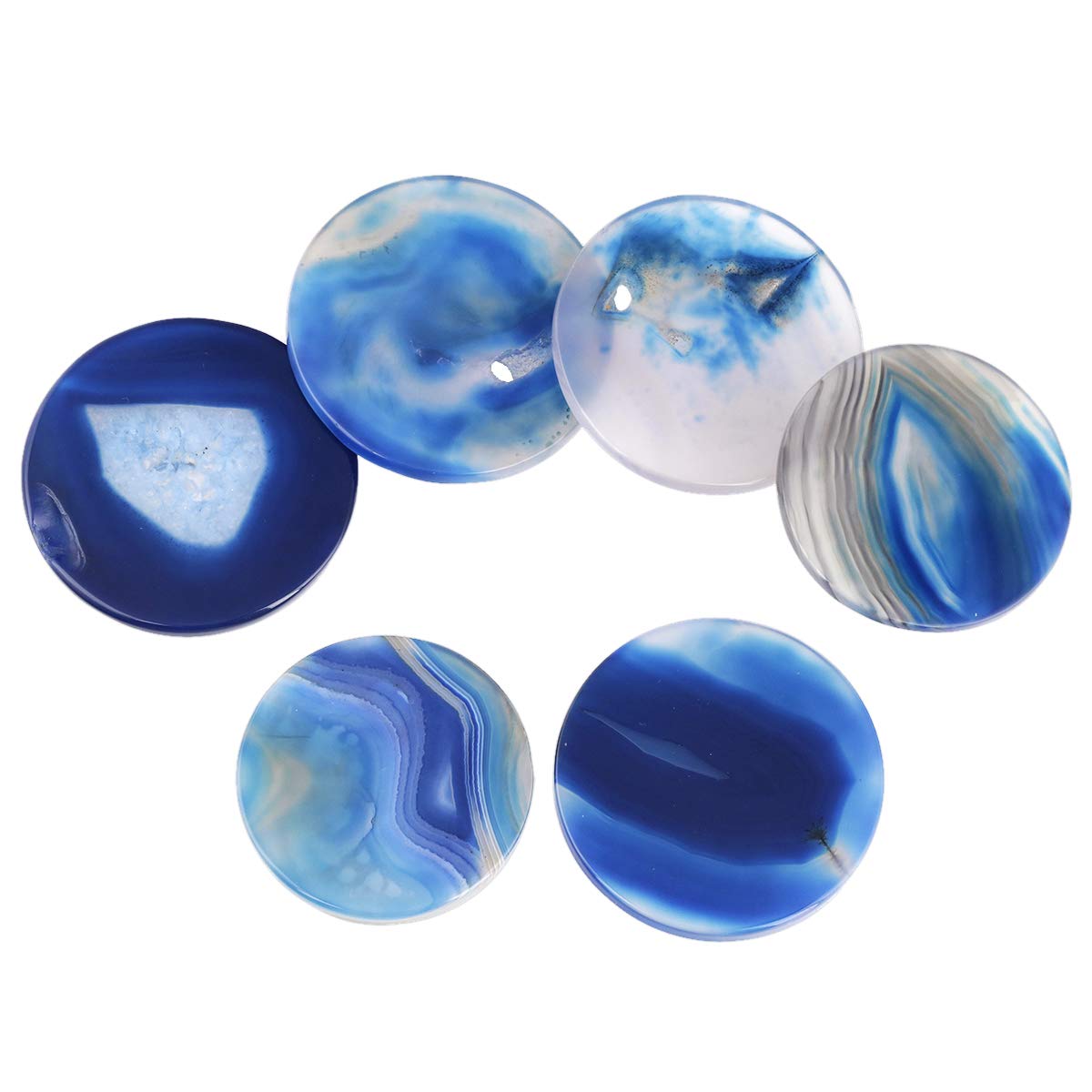 mookaitedecor Polished Agate Light Table Slices, Agate Slabs Geode Wedding Decor Place Cards Pack of 6