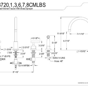 Kingston Brass KS8720CMLBS Manhattan Widespread Kitchen Faucet, Matte Black