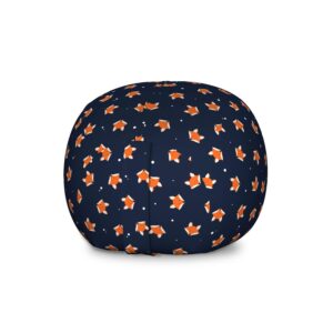 ambesonne fox storage toy bag chair, orange small forest animal portraits pattern on abstract dotted blue backdrop, stuffed animal organizer washable bag, large size, navy blue orange