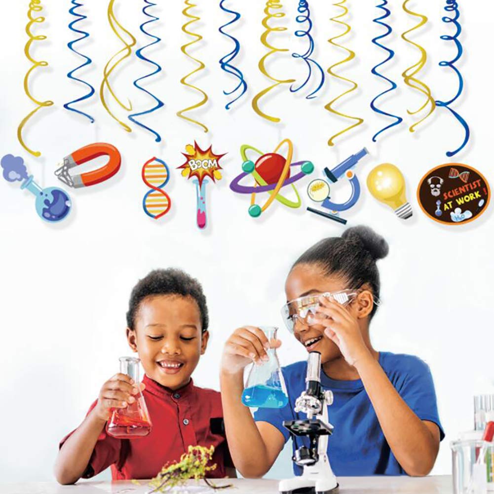 Scientist Hanging Swirl Decorations,Laboratory Decorations,DNA Decorations for Girls,Boys,Kids,Toddler and Adults,Home,Classroom,School(30Ct)