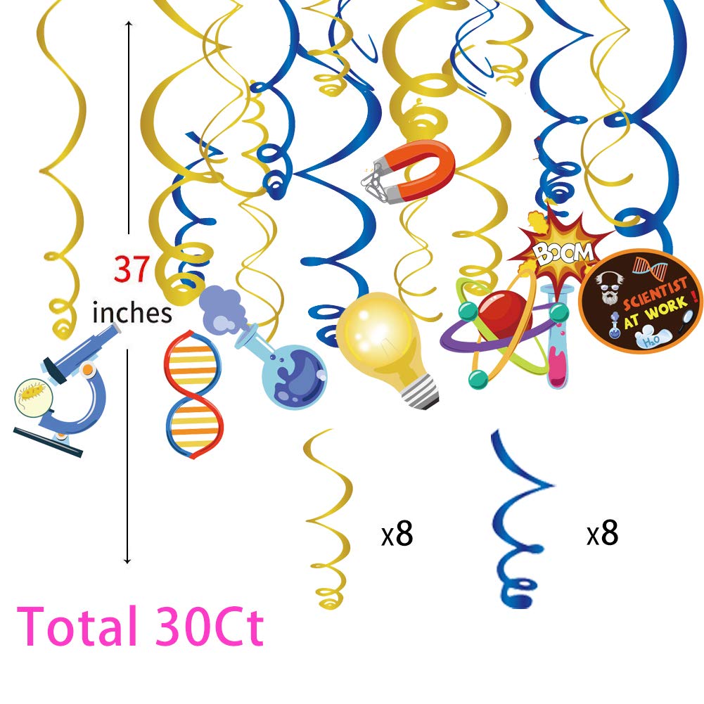 Scientist Hanging Swirl Decorations,Laboratory Decorations,DNA Decorations for Girls,Boys,Kids,Toddler and Adults,Home,Classroom,School(30Ct)