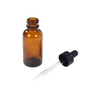 Magic Season Boston Round Glass Bottles (Amber/ 1 fl oz. with Droppers/ 2 Pcs)