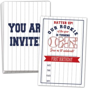 ukebobo 1st birthday party invitations with envelopes – first birthday batter up baseball invitation, baseball party invitations– 30 cards with envelopes