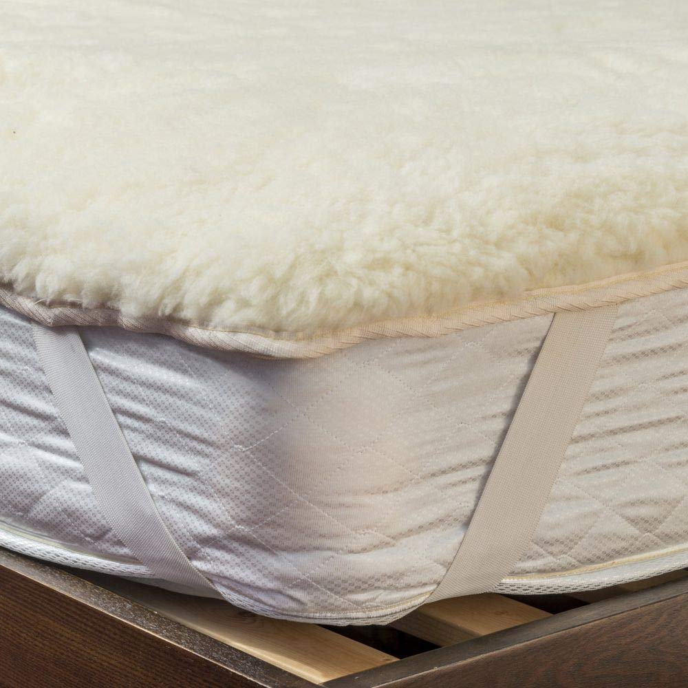 HNU Lambswool Mattress Pad Cal King, Wool Polyester Blend Soft Cozy Comfy Restful Sleep