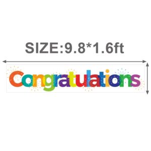 Colorful Congratulations Large Banner Wedding, Anniversary, Graduation, Retirement Party Decorations Supplies (9.8 x 1.6 feet)