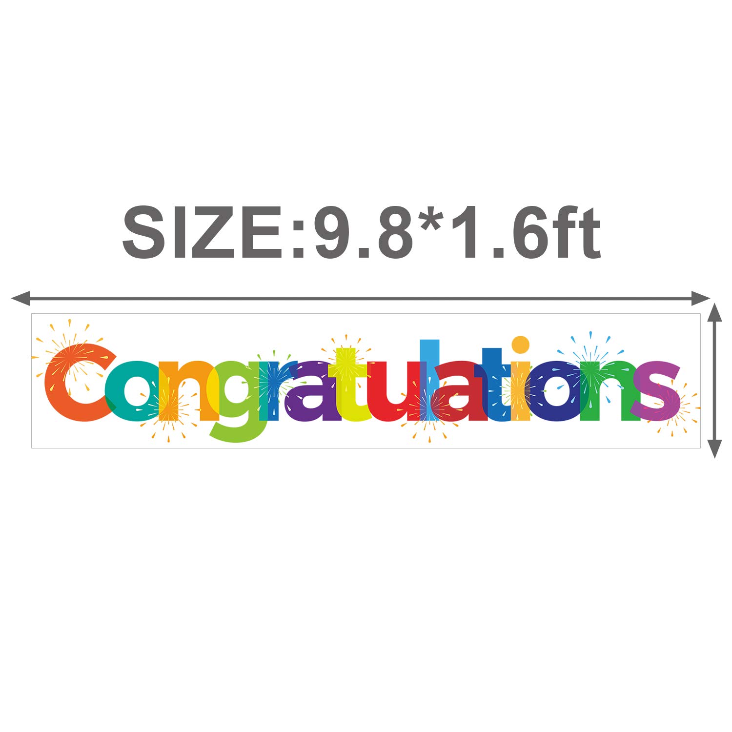 Colorful Congratulations Large Banner Wedding, Anniversary, Graduation, Retirement Party Decorations Supplies (9.8 x 1.6 feet)