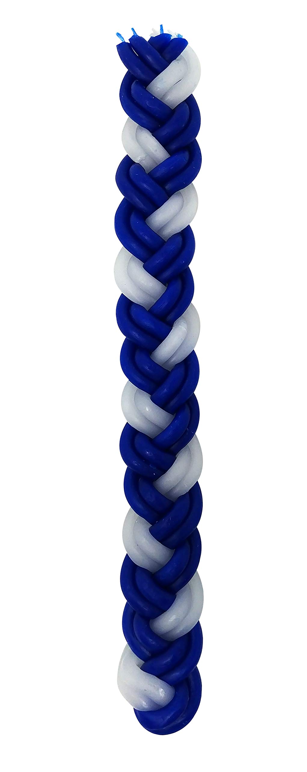 Jerusalem Candles Havdalah Candle - Braided Blue and White - Flat Havdallah Candles - 6 Pack