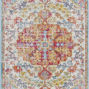 Livabliss Odelia Vintage Bohemian Area Rug,3'11" x 5'7",Orange/Aqua