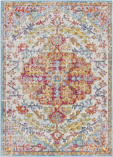 Livabliss Odelia Vintage Bohemian Area Rug,3'11" x 5'7",Orange/Aqua