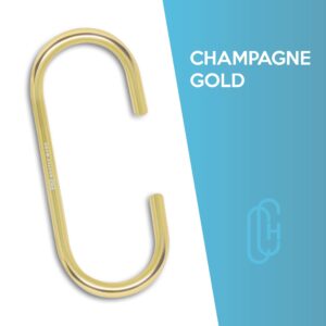 Neatly Made C Hooks for Hanging Clothes, Accessories and Outdoor Use - Ideal Closet Organizer Hooks to Transform Wardrobe, Set of 2 Champagne Gold Hooks