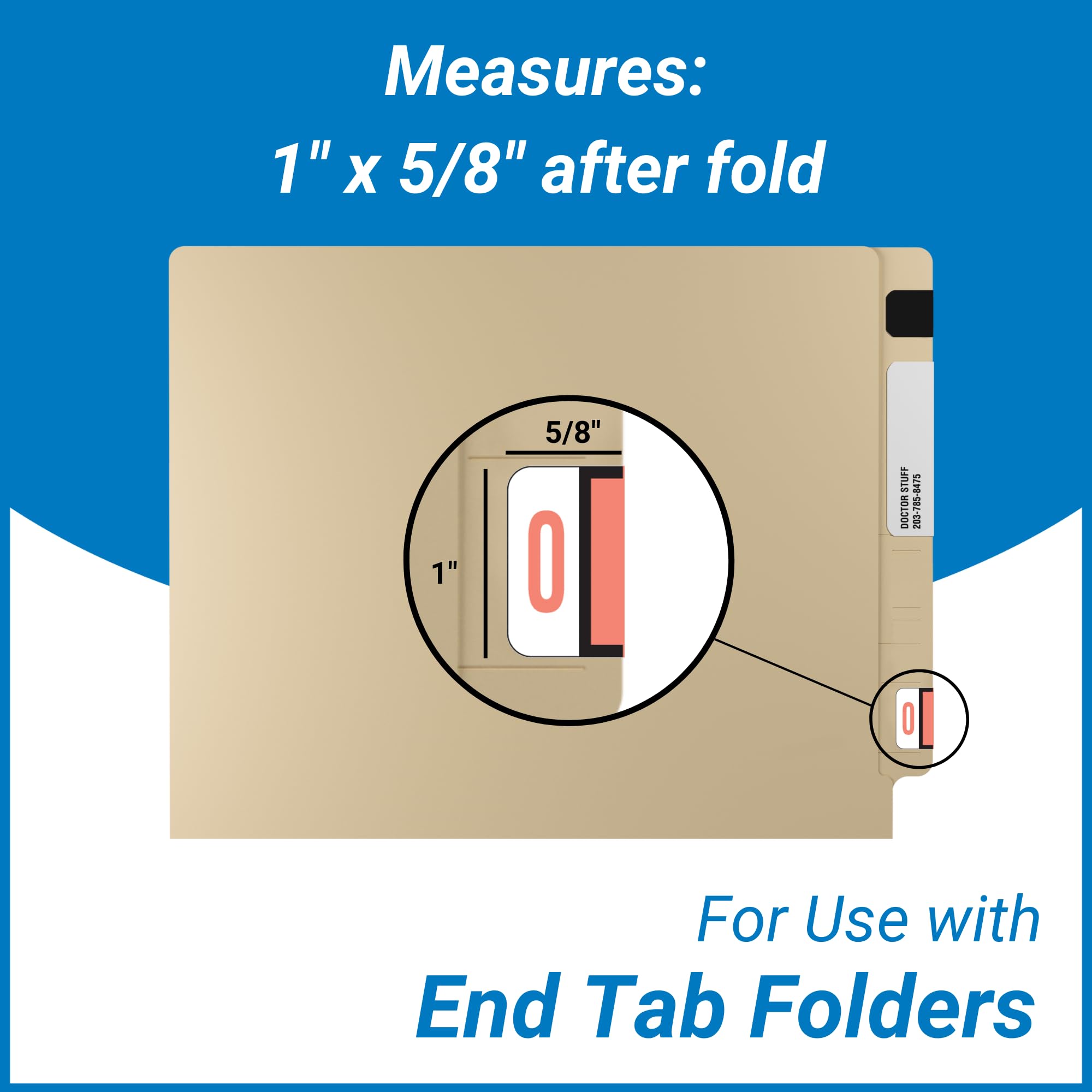 Doctor Stuff - File Folder Labels, Complete Set of Numbers 0-9, Compatible with SMEAD BCCRN - TPNM Series Chart Stickers, 1" x 1-1/4", 1 Each of 10 Rolls, 500/Roll