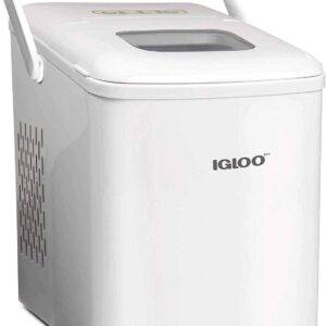 Igloo ICEB26HNWHN Automatic Self-Cleaning Portable Electric Countertop Ice Maker Machine With Handle, 26 Pounds in 24 Hours, 9 Ice Cubes Ready in 7 minutes, With Ice Scoop and Basket, White