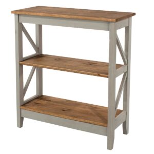 furniture dash wood shelf unit 3 tier corona gray