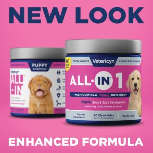 Vetericyn All-in 1 Multifunctional Puppy Supplement | Digestive Enzymes + Antioxidant Immune Support for Puppies + Vitamins, Minerals, Prebiotics, Probiotics, and Omegas. 90 Count