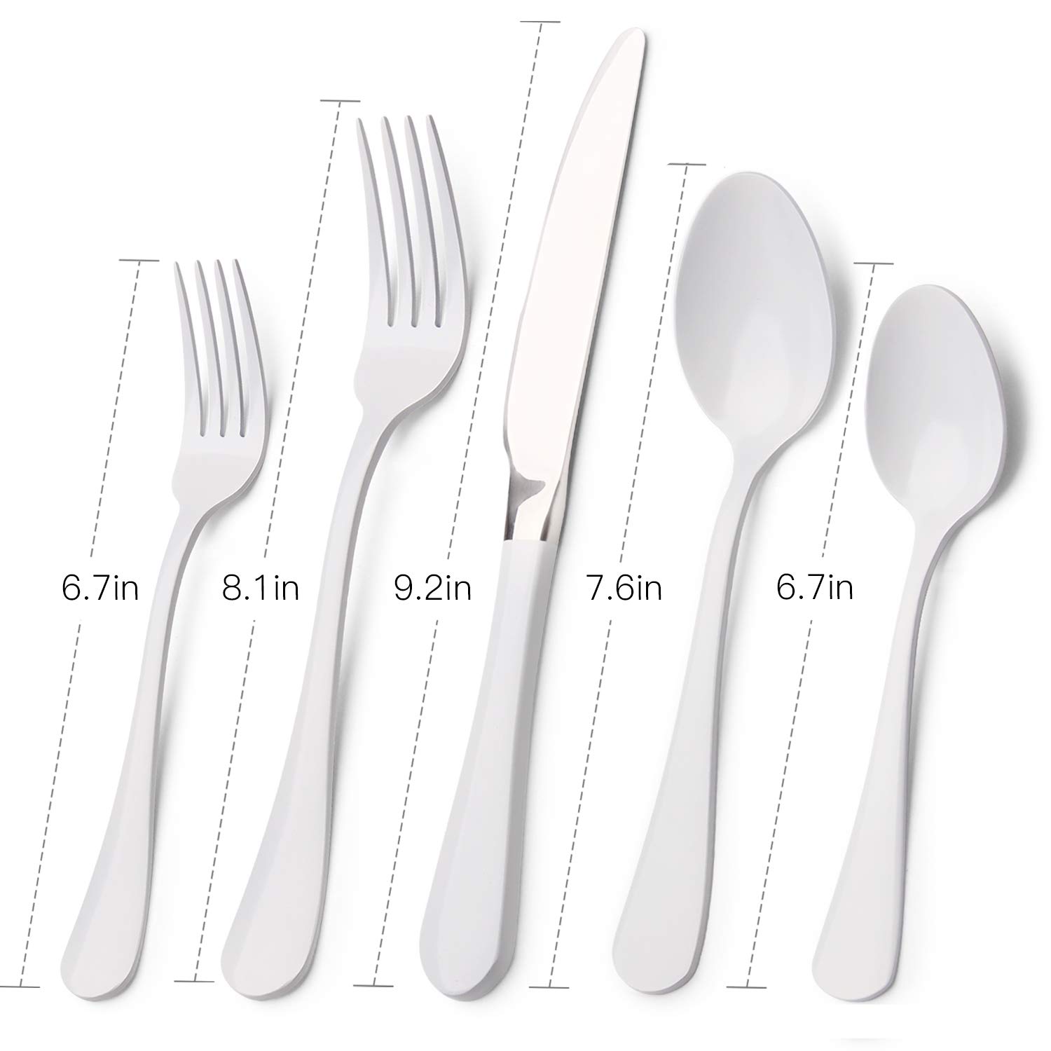 White Silverware Set, Bysta 20-Piece Stainless Steel Flatware Set, Kitchen Utensil Set Service for 4, Tableware Cutlery Set for Home and Restaurant, Knives mirror polish, Dishwasher Safe