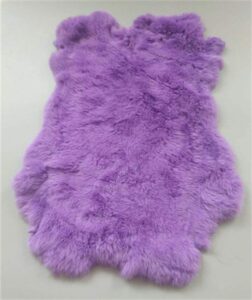 1x skin of rabbit fur scrap dyed tanned rabbit fur hide - 10" by 12" rabbit pelt with sewing quality leather (light purple)