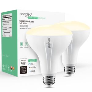 sengled zigbee br30 smart bulb, works with smartthings and echo with built-in hub, voice control with alexa and google home, hub required, dimmable flood light bulb, soft white 2700k, 2 pack