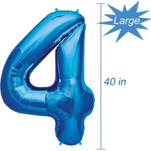 Tellpet Number 4 Balloon, Blue, 40 Inch