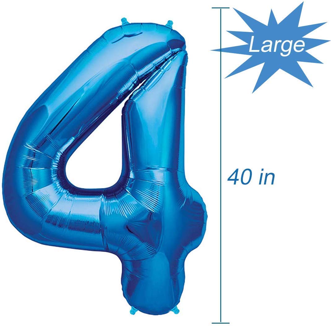 Tellpet Number 4 Balloon, Blue, 40 Inch