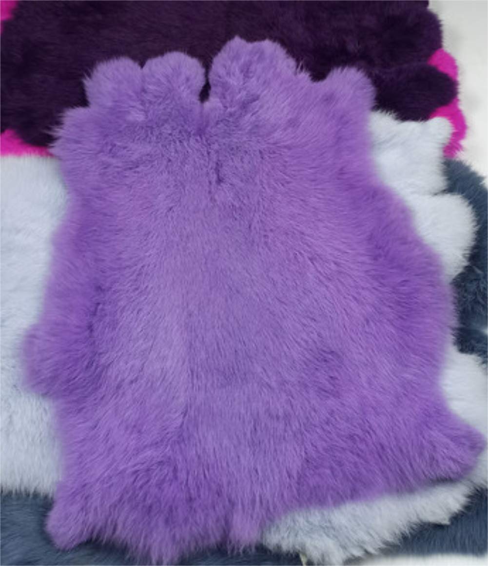 1x Skin of Rabbit Fur Scrap Dyed Tanned Rabbit Fur Hide - 10" by 12" Rabbit Pelt with Sewing Quality Leather (Light Purple)