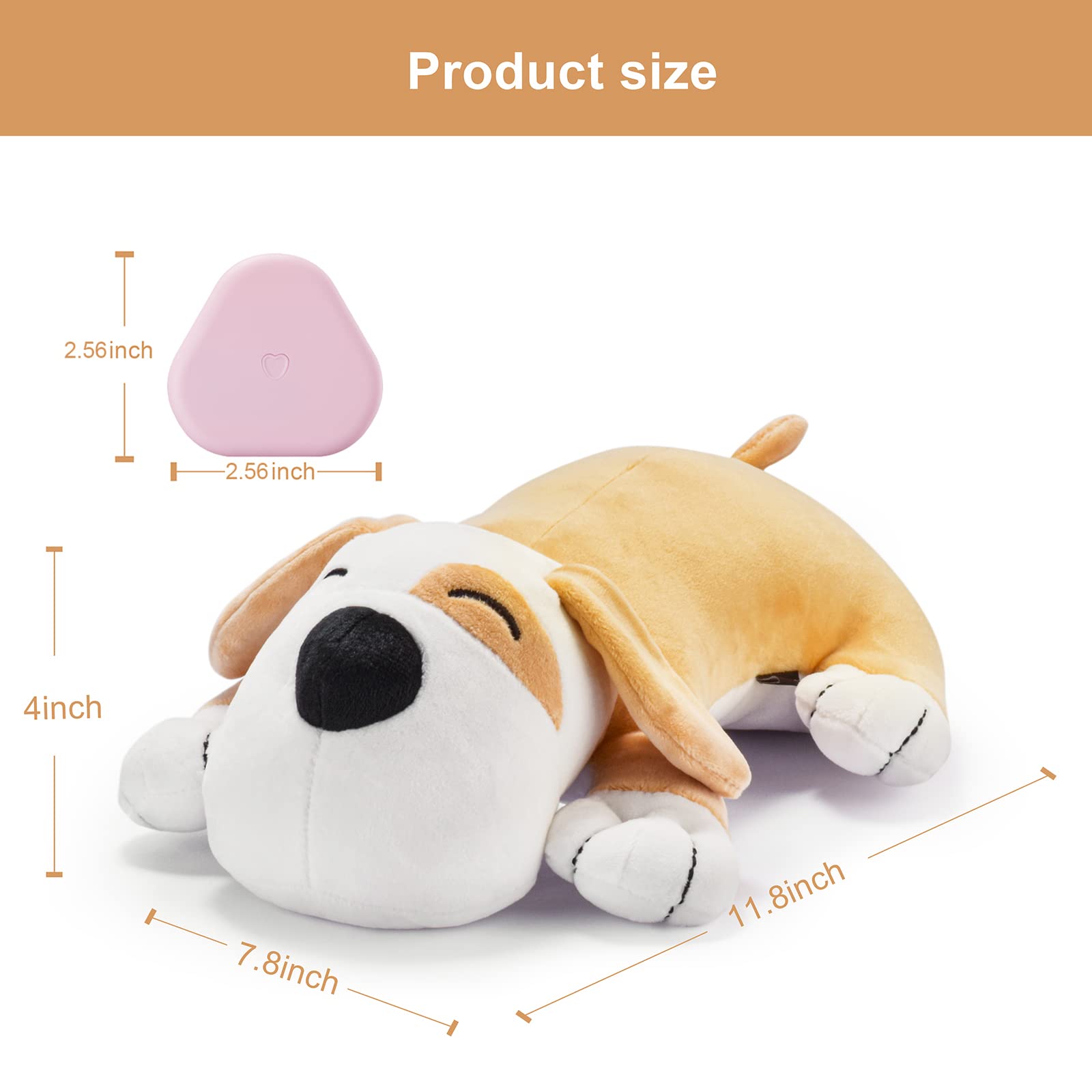 Moropaky Dog Toy with Heartbeat Puppy Toy Dog Anxiety Toy to Separate Relief for Puppy Cuddle Soother Comfort Calming Create Training Sleep Aid Behavioral Aid Heartbeat Stuffed Animal, Yellow