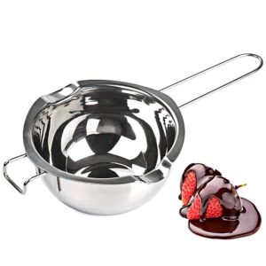 [new upgrade] stainless steel double boiler pot 600ml for melting chocolate, butter, and candle making - 18/8 steel universal insert