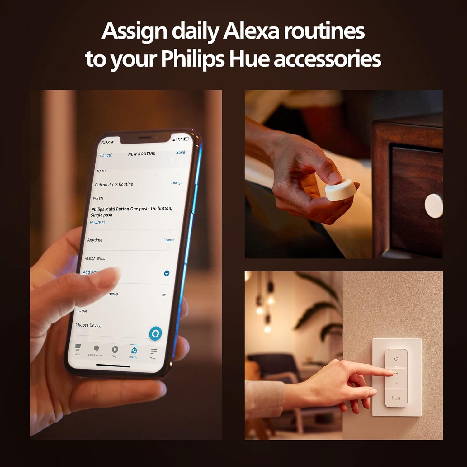 Philips Hue Wireless Smart Light Switch Button, White - 1 Pack - Portable and Battery Powered - Smart Home Control - Requires Hue Bridge - Easy, No-Wire Installation