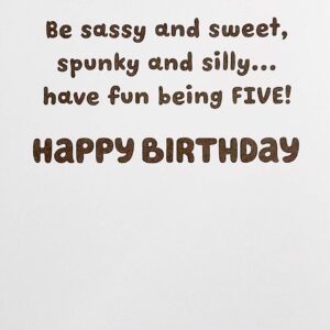 Greeting Card Happy 5th Birthday for Her with White Cat - Be Sassy and Sweet, Spunky and Silly - Have Fun Being Five