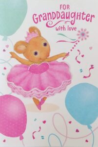 greeting card for granddaughter with love - happy birthday with ballerina mouse - sparkles and smiles