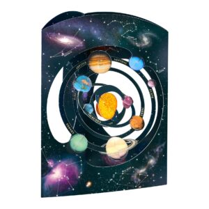 santoro swing card, 3d pop up greeting card - solar system - for kids, for him, for her | space card for birthday