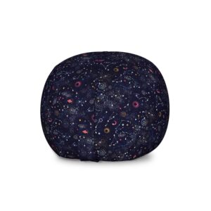 lunarable constellation storage toy bag chair, star clusters galaxies and planets astrology themed abstract illustration, stuffed animal organizer washable bag, large size, space blue