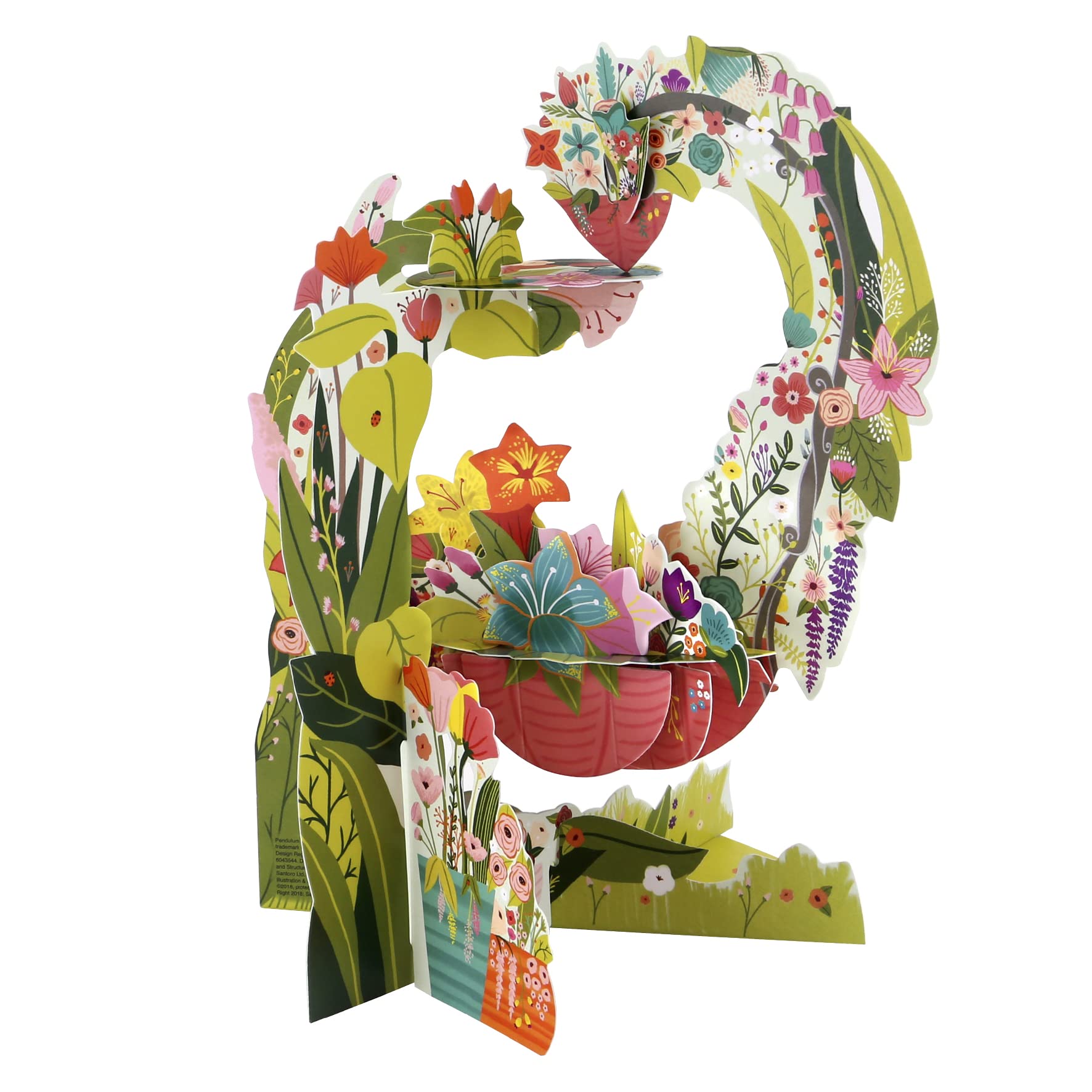 SANTORO Pendulum, 3D Pop Up Greeting Card - Floral Hanging Basket - For Her, For Mum, Birthday, Mothers Day, Any Occasion