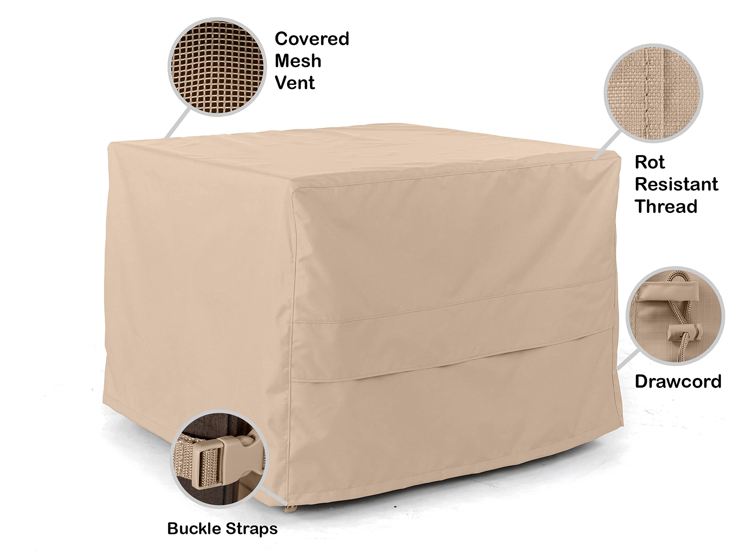 Covermates Deck Box Cover - Heavy-Duty Polyester, Weather Resistant, Drawcord Hem, Seating and Chair Covers, 24W x 24D x 18H, Ripstop Tan