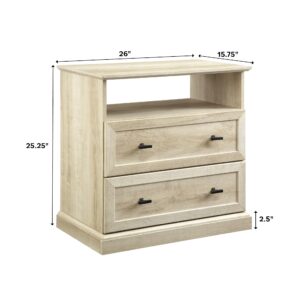 Walker Edison Clyde Classic 2-Drawer Bedroom Nightstand in White Oak