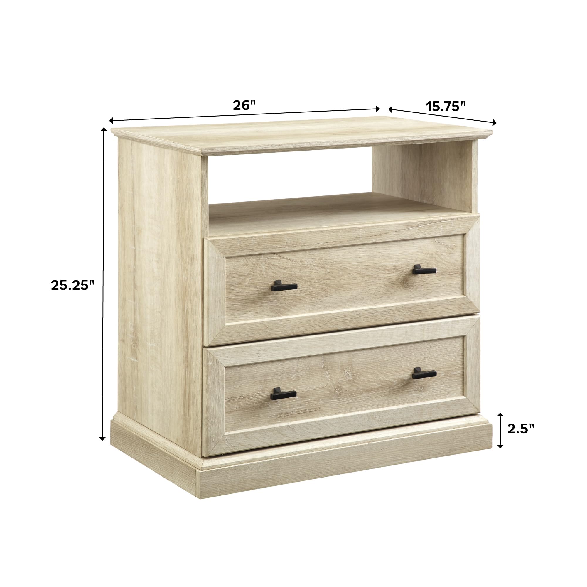 Walker Edison Clyde Classic 2-Drawer Bedroom Nightstand in White Oak