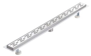 kabco 40 inch t304 stainless steel linear shower drain with grate, 2-inch leveling feet and hair strainer, brushed finished rectangular floor drain for kitchen, bathroom, garage and basement